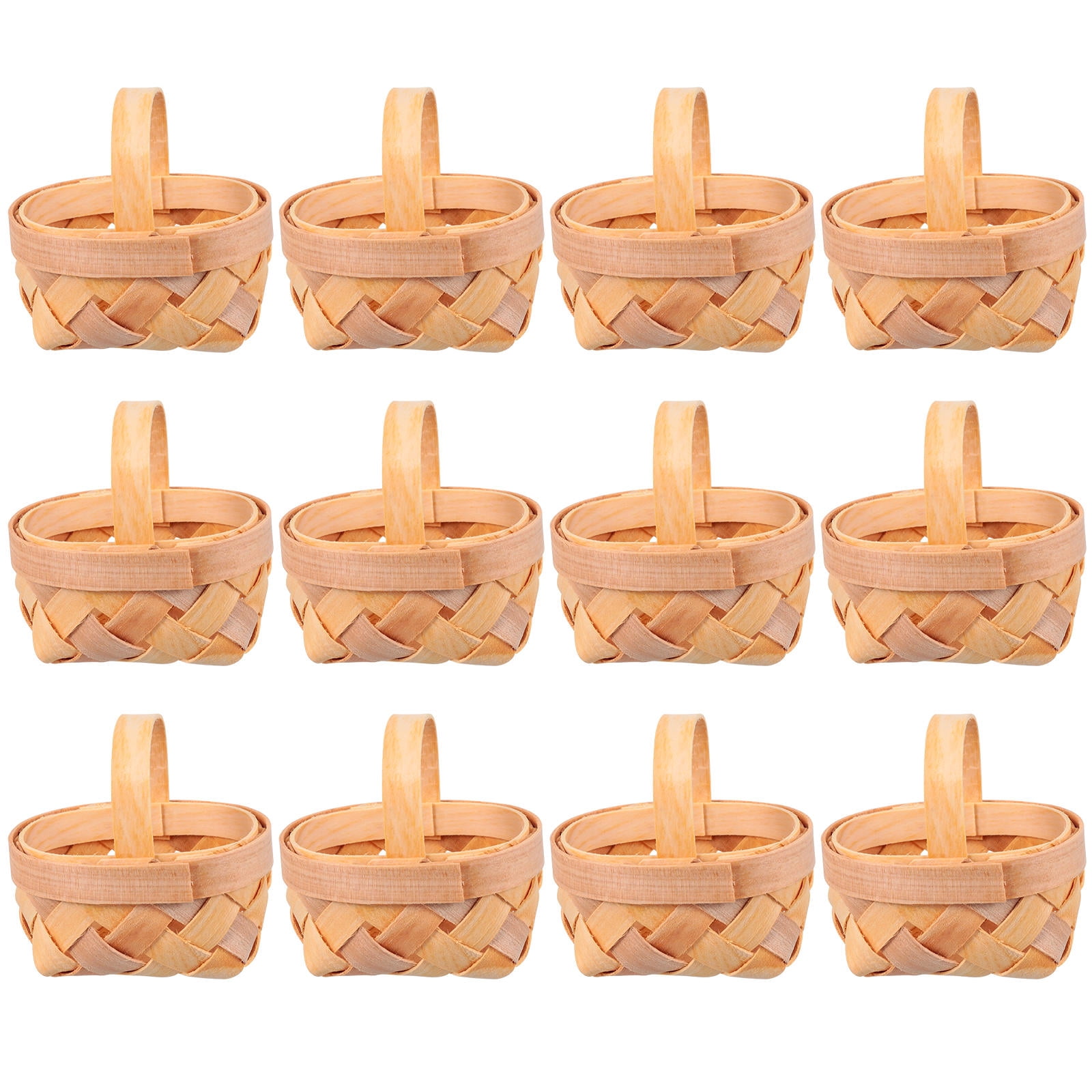 FONDOTIN Mini Baskets Set Wood Wood Color 12pcs for in Living Spaces ...