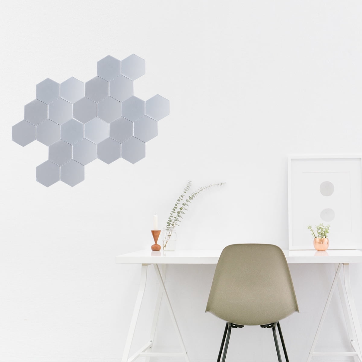 FONDOTIN 12Pcs Hexagon Mirror Wall Decals Removable Diy Mirror Wall ...