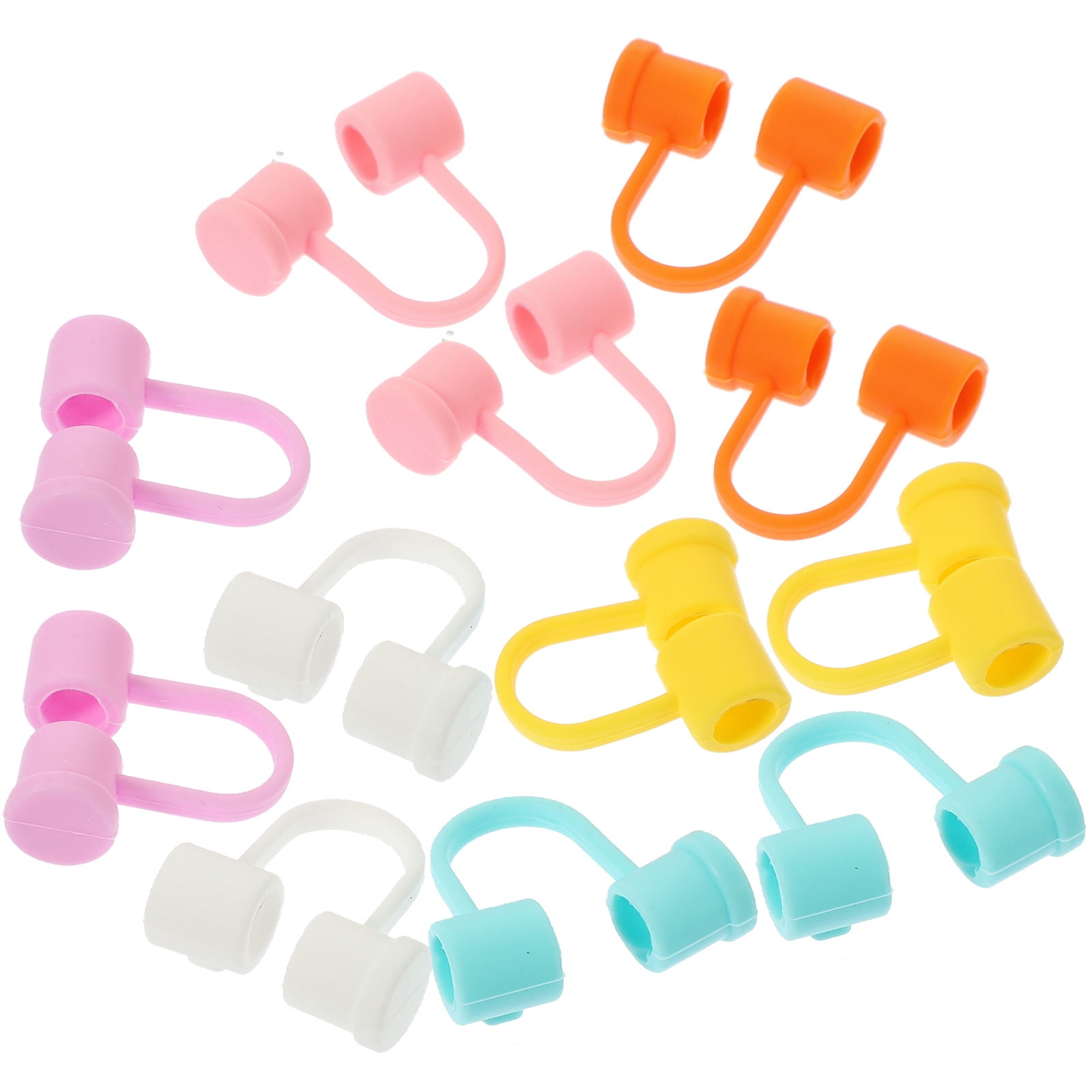 FONDOTIN 12Pcs Silicone Straw Covers Cap Reusable Straw Tip Protectors ...