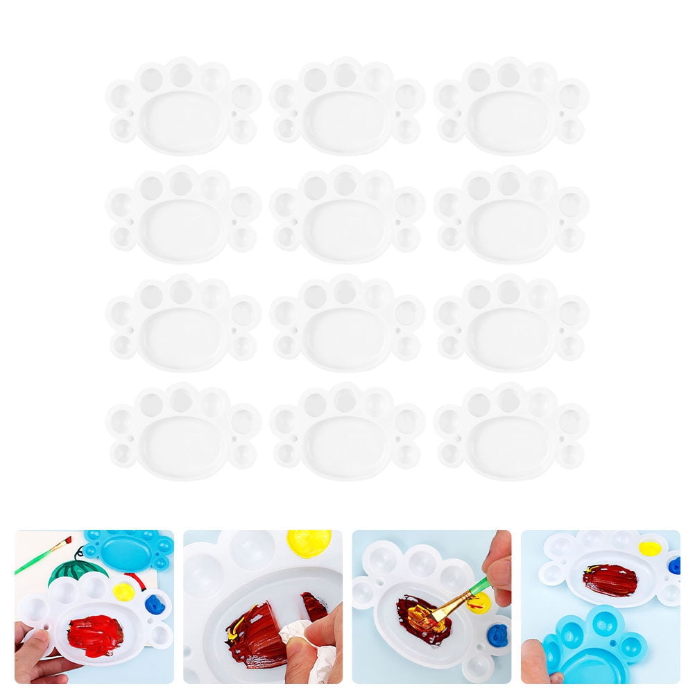 FONDOTIN 12Pcs White Watercolor Pigment Mixing Plates Lightweight ...