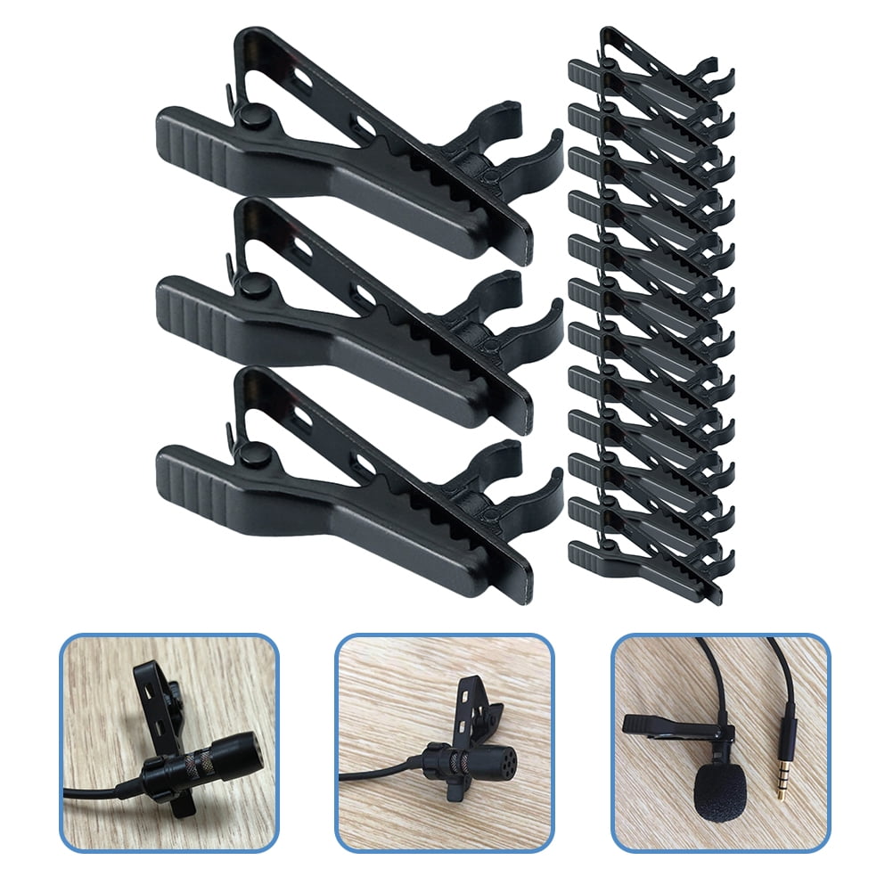 FONDOTIN 15Pcs Universal Iron Mic Clip Holder Black Durable Microphone ...