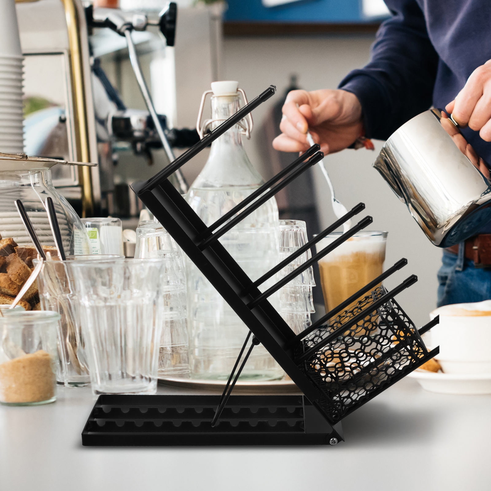 FONDOTIN 1Pack Coffee Cup Lid Holder Square Iron Black for Cup ...