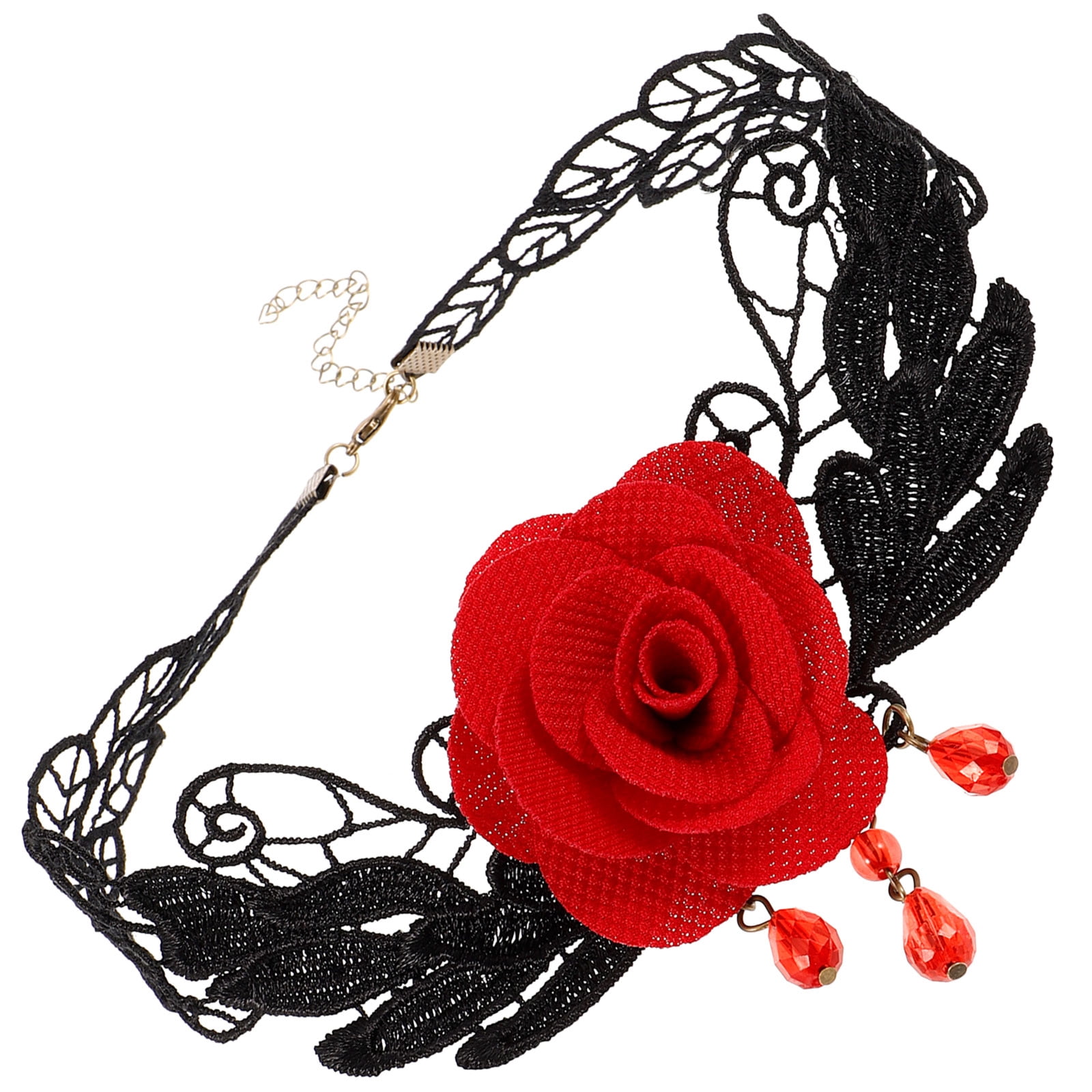 FONDOTIN Women Choker Necklaces Red Rose Lace Choker 1Pcs 16.70X3.54X0 ...