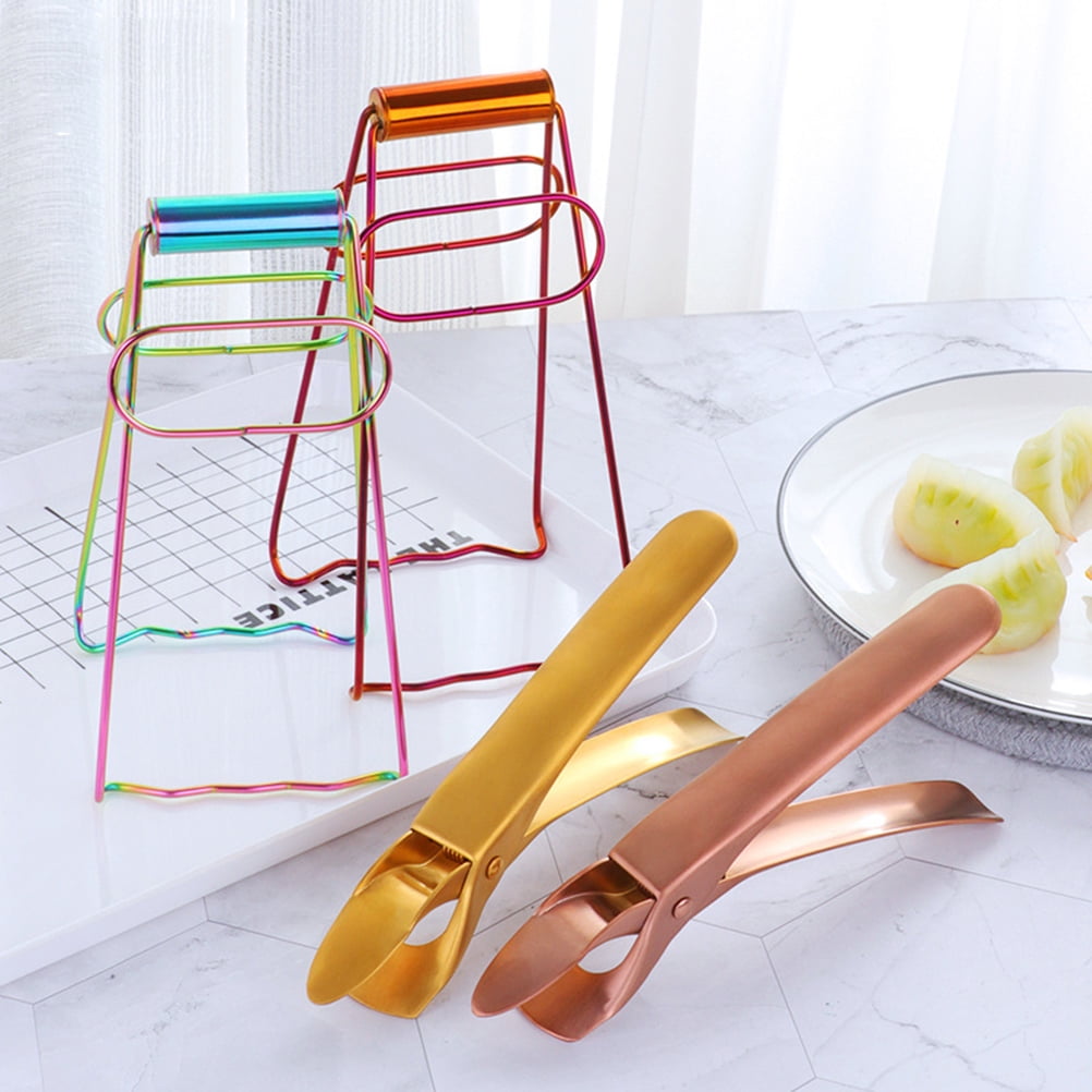 FONDOTIN 1Pack Kitchen Serving Tong Dish Holding Clamp Rose Gold ...