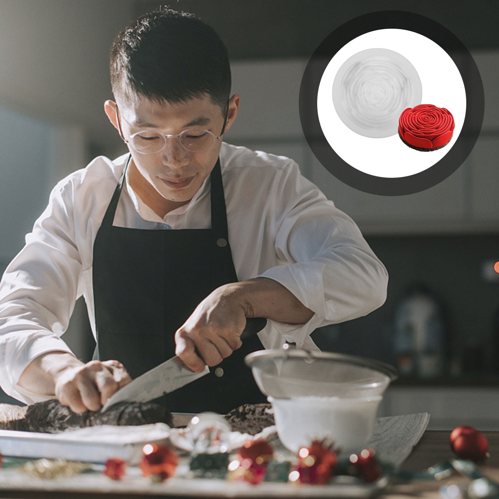 FONDOTIN Pastry Molds White Food Grade Silicone 1Pcs 7.1X1.6In ...