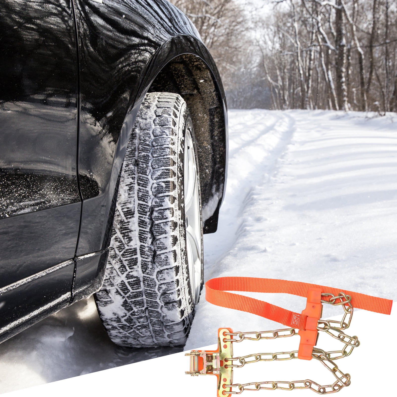 FONDOTIN 1Pack Steel Snow Chains for Car Tires with Anti Skid Wheel ...