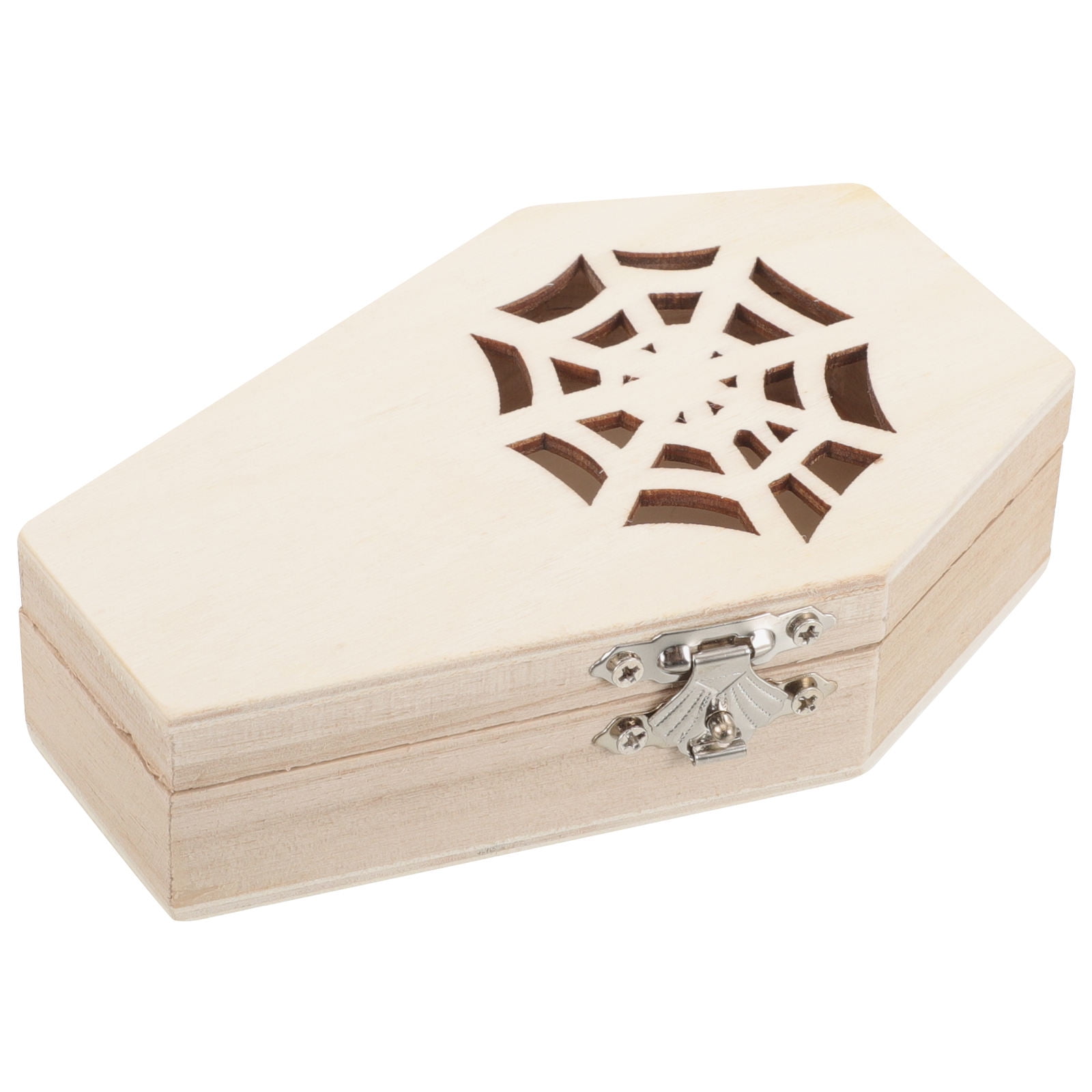 FONDOTIN 1Pcs Coffin Shaped Box Wooden Hexagonal Treat Holder Small ...