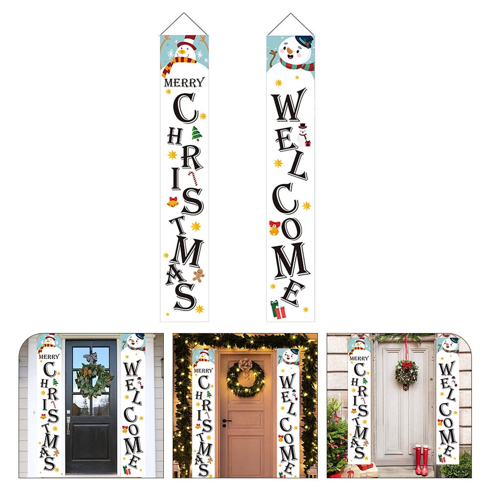 FONDOTIN 1Set Assorted Color Christmas Porch Door Banner Sign Pastel ...