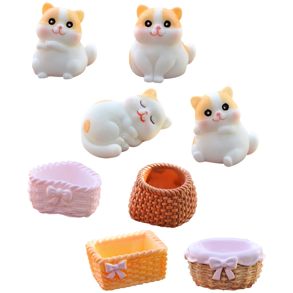 FONDOTIN 1Set Cute Cat Mini Resin Figurines Multi Coloured For Desktop ...