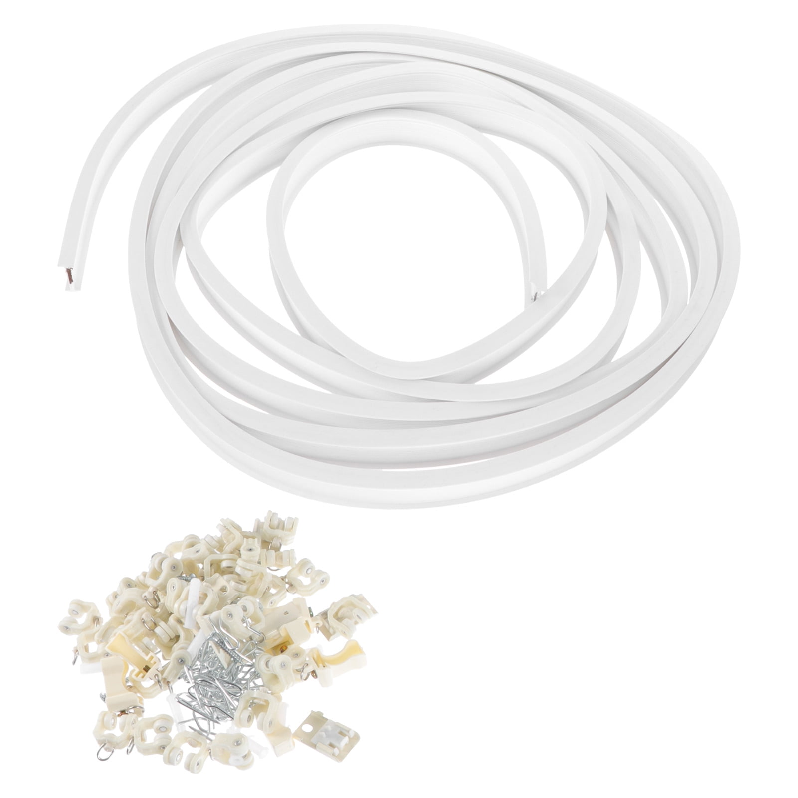 FONDOTIN Curtain Tracks and Fittings White 1 Set 3X2cm 5m Plastic Steel ...