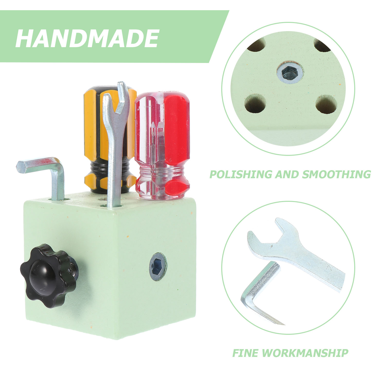 FONDOTIN 1Set Kids Tool Bench Toy Nut Screw Toy Green Wood Iron ...