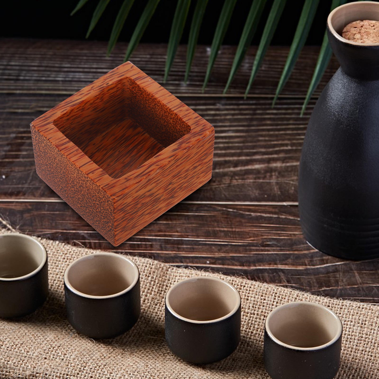 FONDOTIN Wooden Sake Cup Square Sake Cup Container 1Set for Adults ...