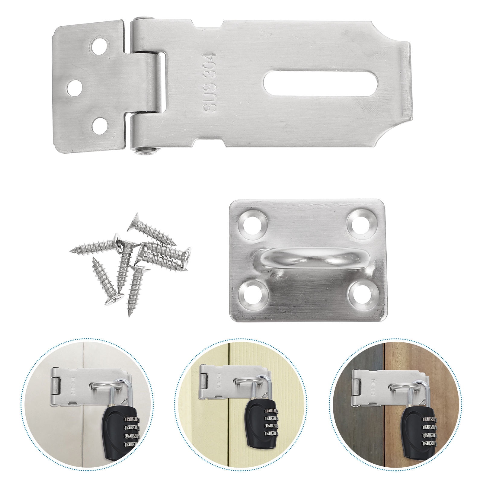 FONDOTIN 1Set Outdoor Hasp Latch Stainless Steel Locking Hasp For ...