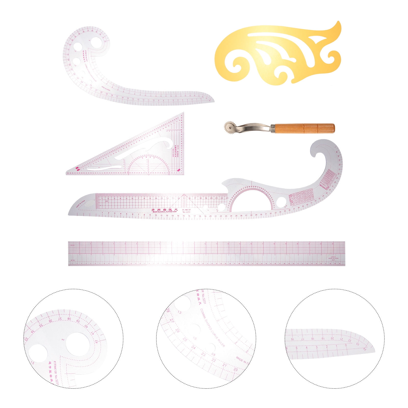 FONDOTIN 1Set Sewing Ruler Assorted Color Plastic Professional Diy ...