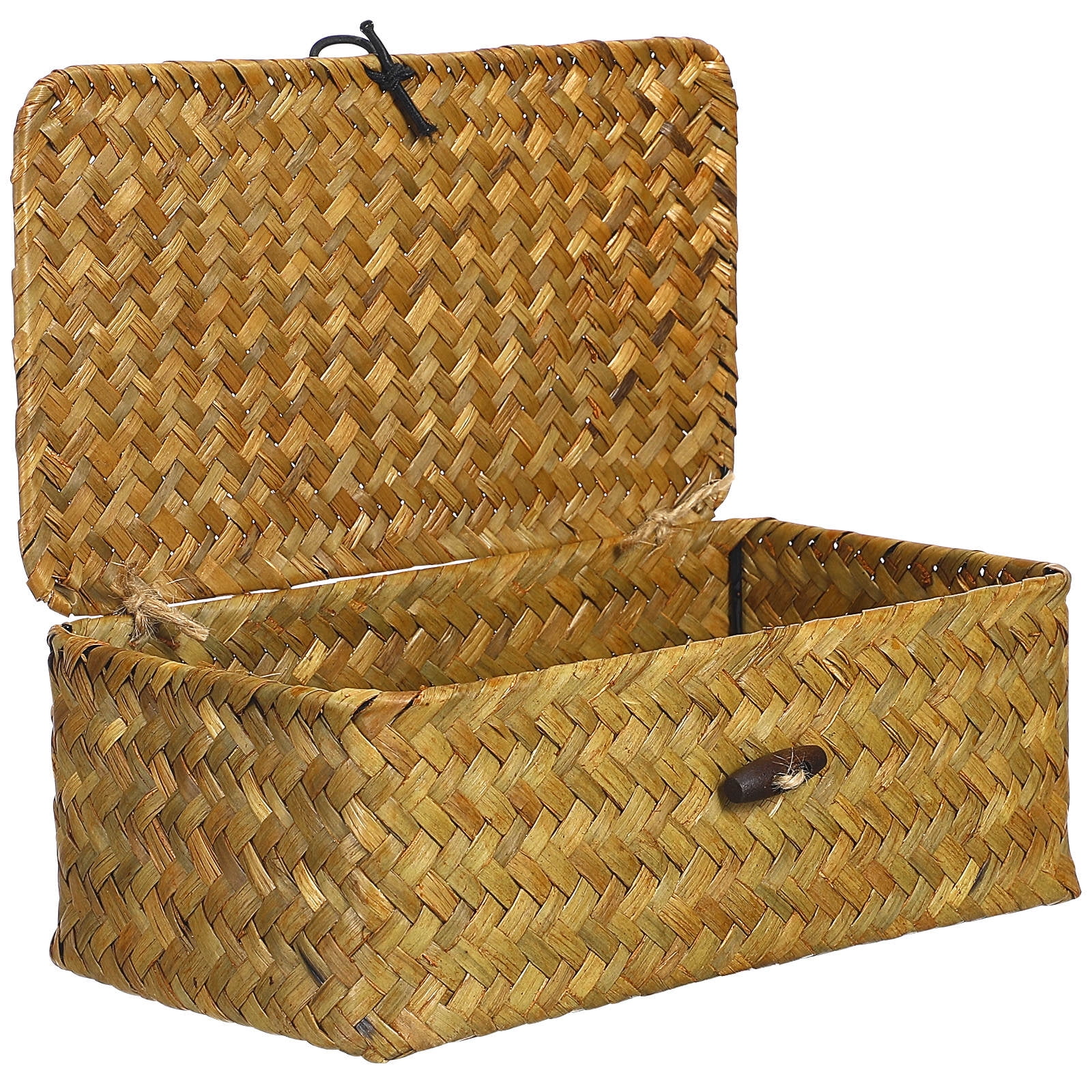 FONDOTIN 1Set Woven Seaweed Baskets for Office Use Rectangular Light ...