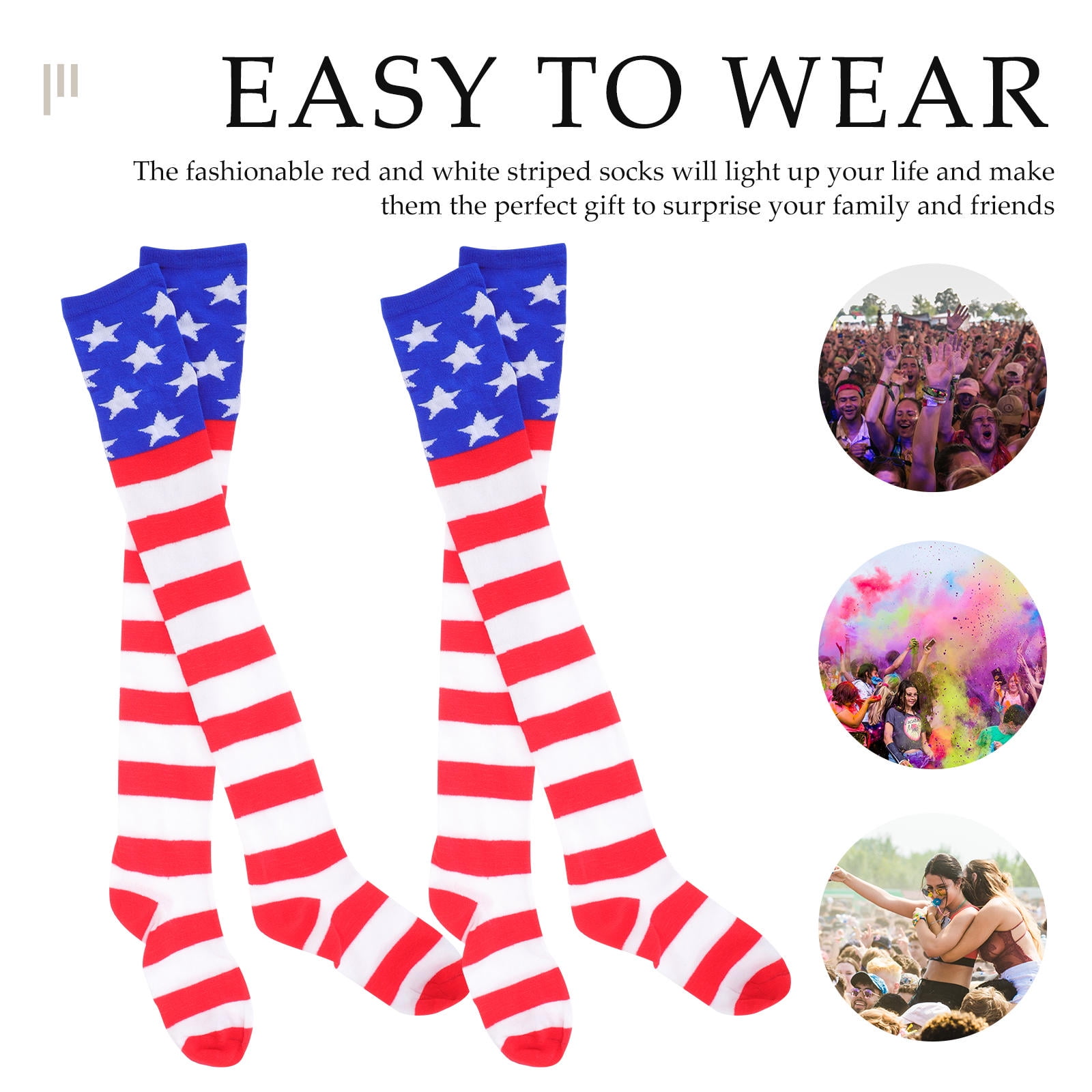 FONDOTIN 2 Pairs Independence Day Socks with Patriotic Design for Women ...