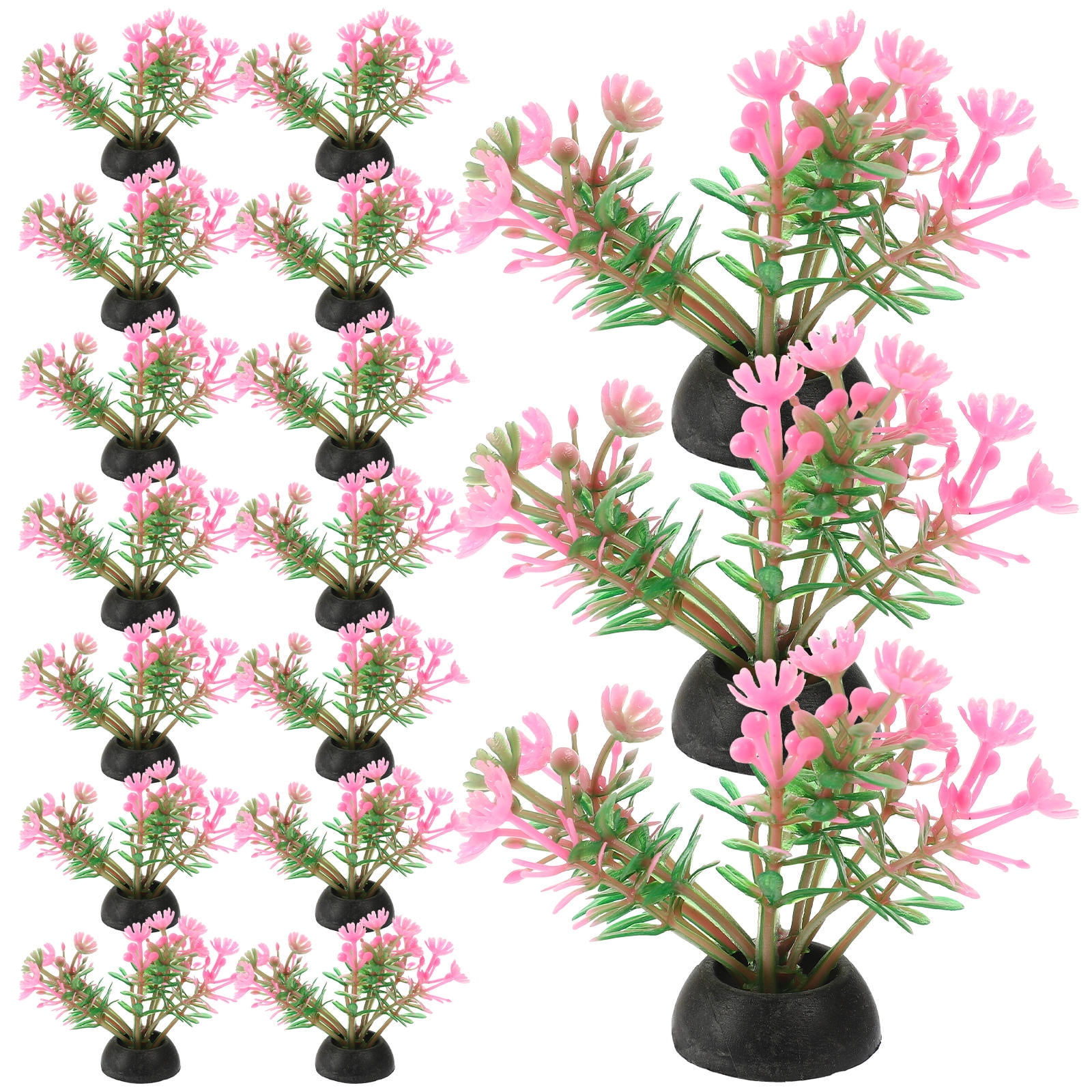 FONDOTIN 20Pack Pink Plastic Aquarium Décor Plants for Home Decoration ...