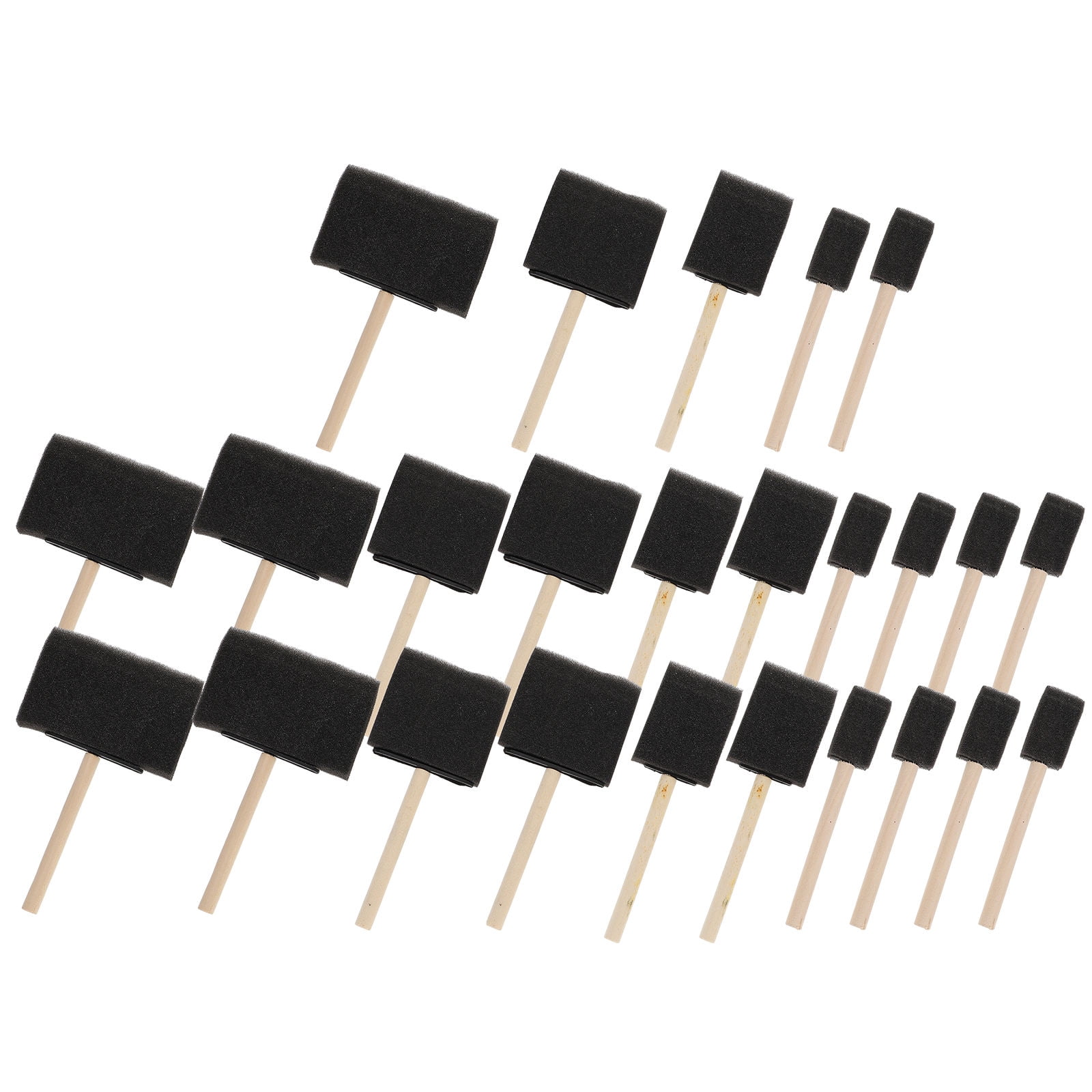 FONDOTIN 25Pcs Black Sponge Painting Tool with Wooden Handle for Smooth ...