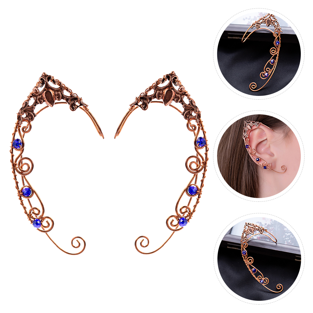 FONDOTIN 2Pack Rhinestone Ear Bone Clips Luxurious Copper Earring Clip ...