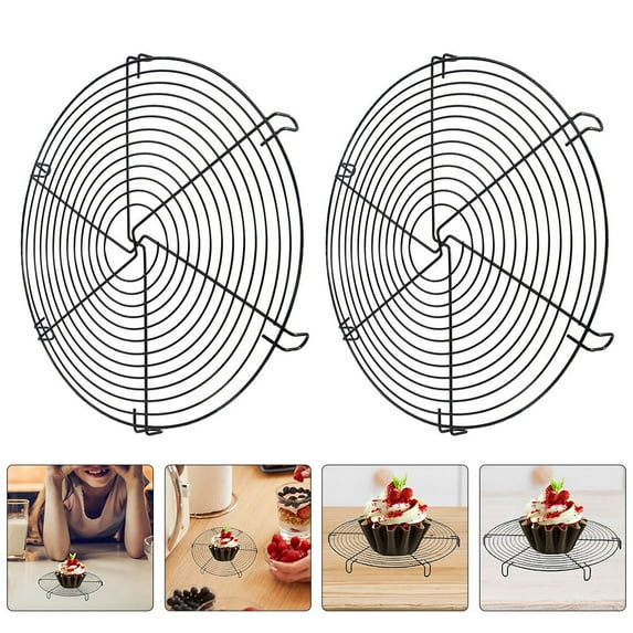 FONDOTIN 2Pcs Round Wire Rack Baking Cooling Rack for Food Preparation ...