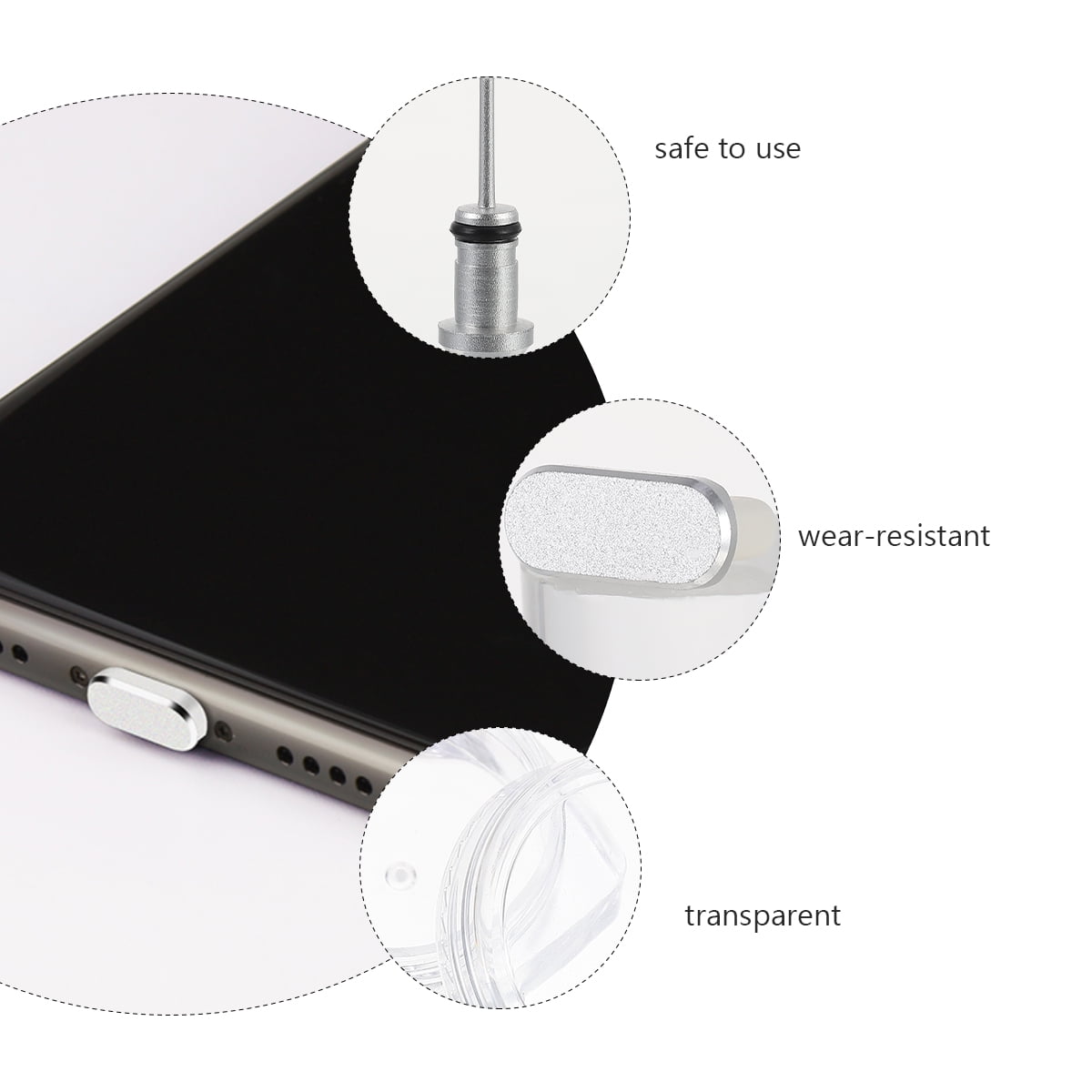 FONDOTIN 2Pcs Type-C Dust Plug For Electronics Rectangular Charging ...