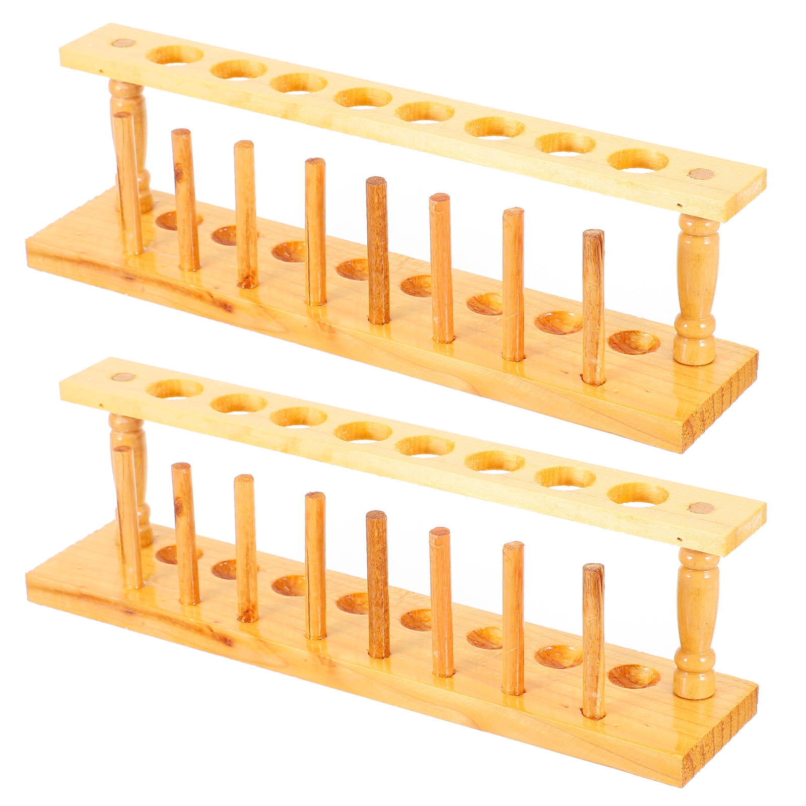 FONDOTIN 2-Pack Brown Wooden Test Tube Rack Holder for Laboratory ...