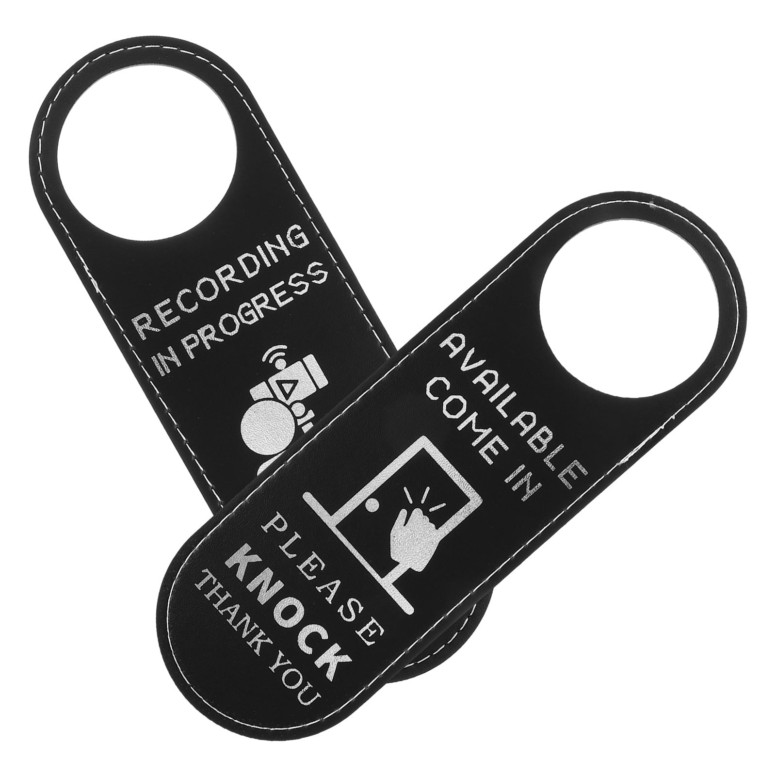 FONDOTIN 2Set Door Signs for Office Simple Do Not Disturb Sign Black PU ...