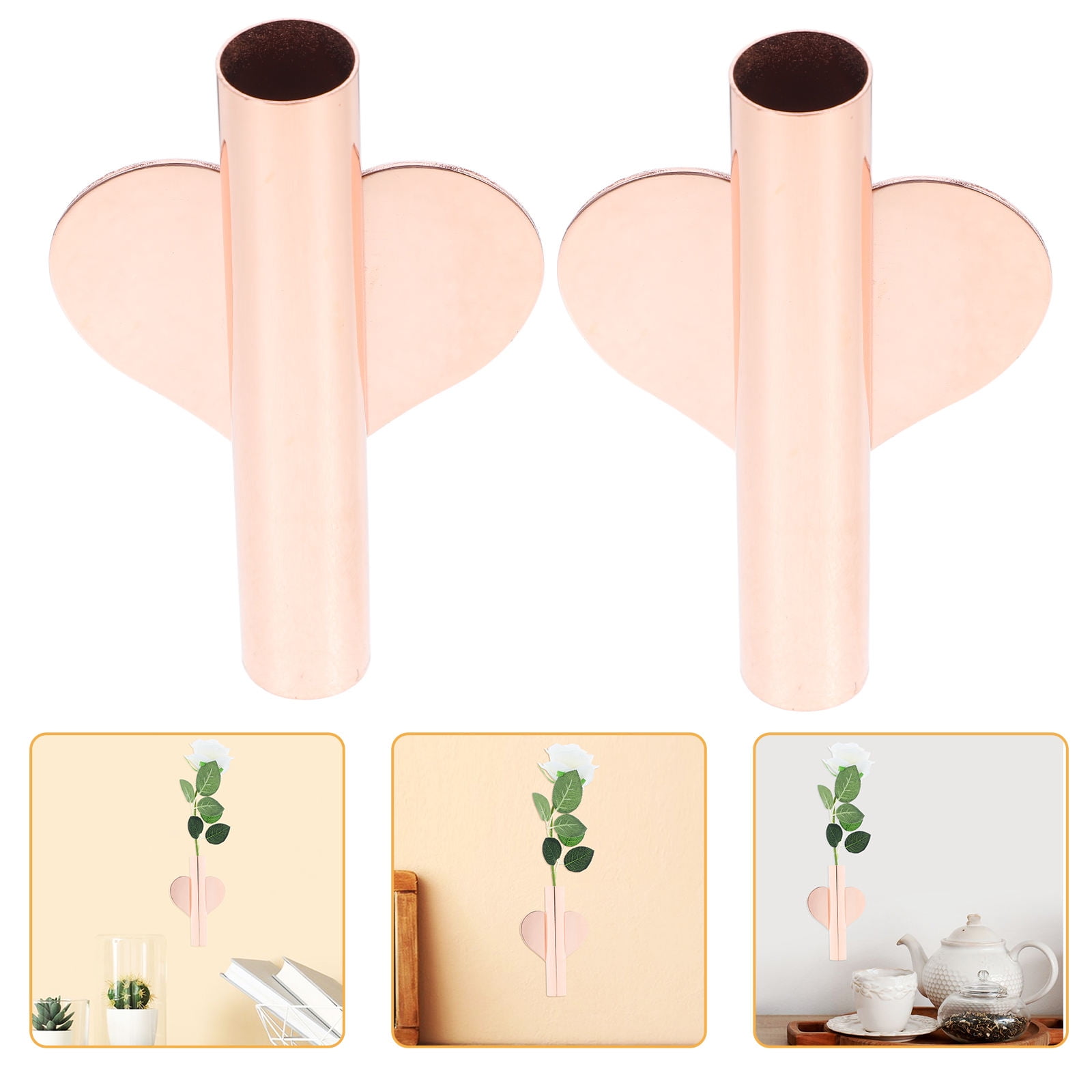 FONDOTIN 2pcs Wall Mount Flower Tube Set Elegant Hanging Wall Vase Home ...