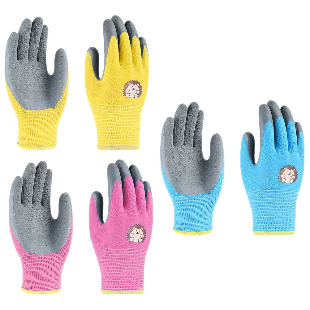 FONDOTIN 3 Pairs of Adorable Garden Gloves for Kids Work Gloves for ...