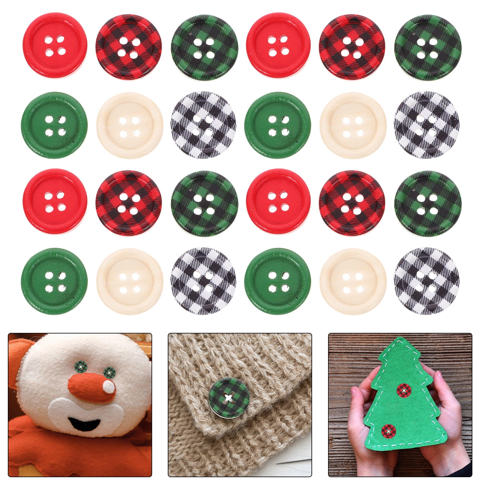FONDOTIN 300Pcs Assorted Color Plastic Buttons Sewing Christmas Shape ...