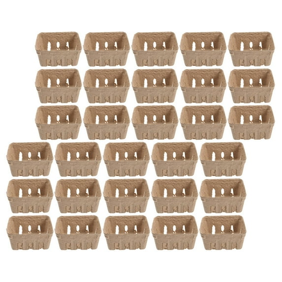 FONDOTIN 30pcs Paper Berry Baskets Square Pulp Light Brown Outdoor ...