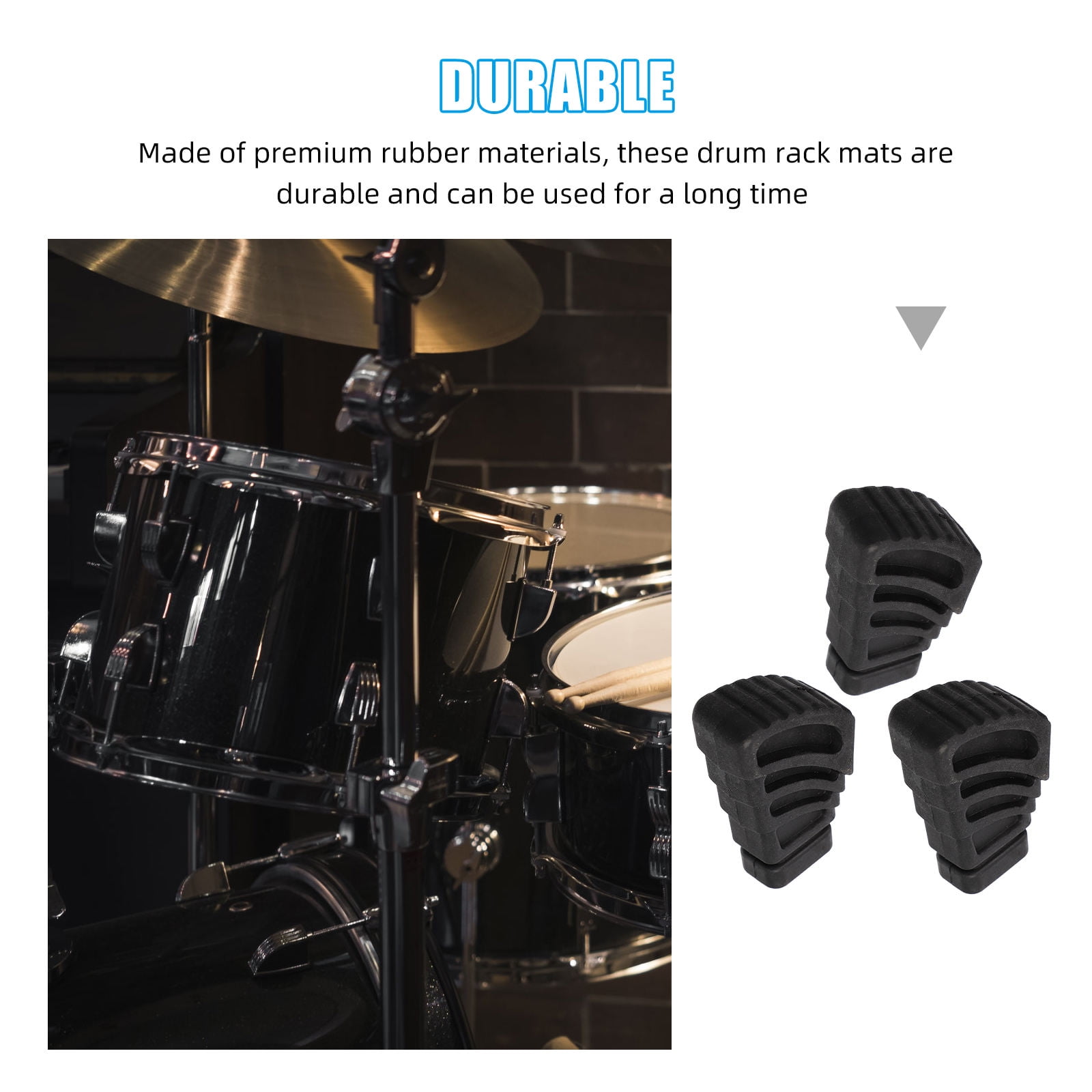 FONDOTIN 3Pcs Drum Kit Stand Mats Black Rubber Drum Rack Feet Pads ...