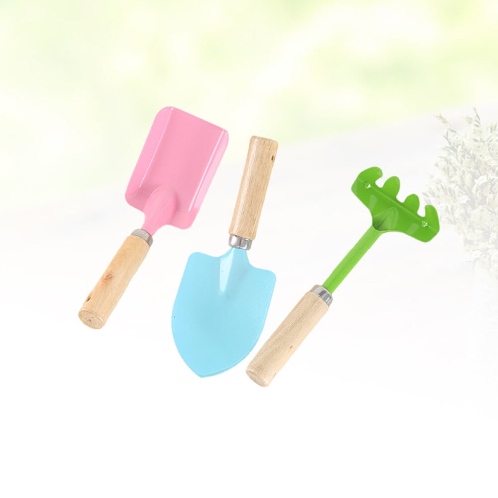 FONDOTIN 3Pcs Iron Wood Kids Raking Set for Children Gardening in Right ...