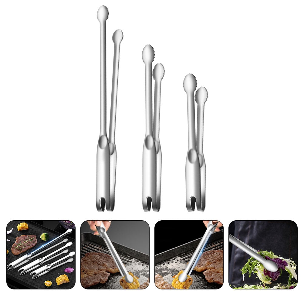 FONDOTIN 3Pcs Metal Salad Tongs Stainless Steel Bread Tongs for ...
