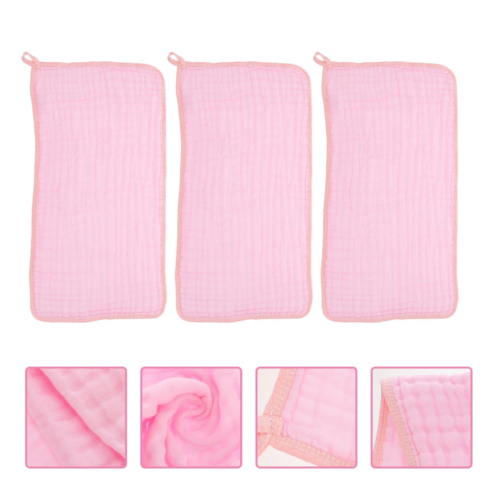 FONDOTIN Cotton Burp Cloth Pink 3 Pcs Absorption Prevent Spit-up ...