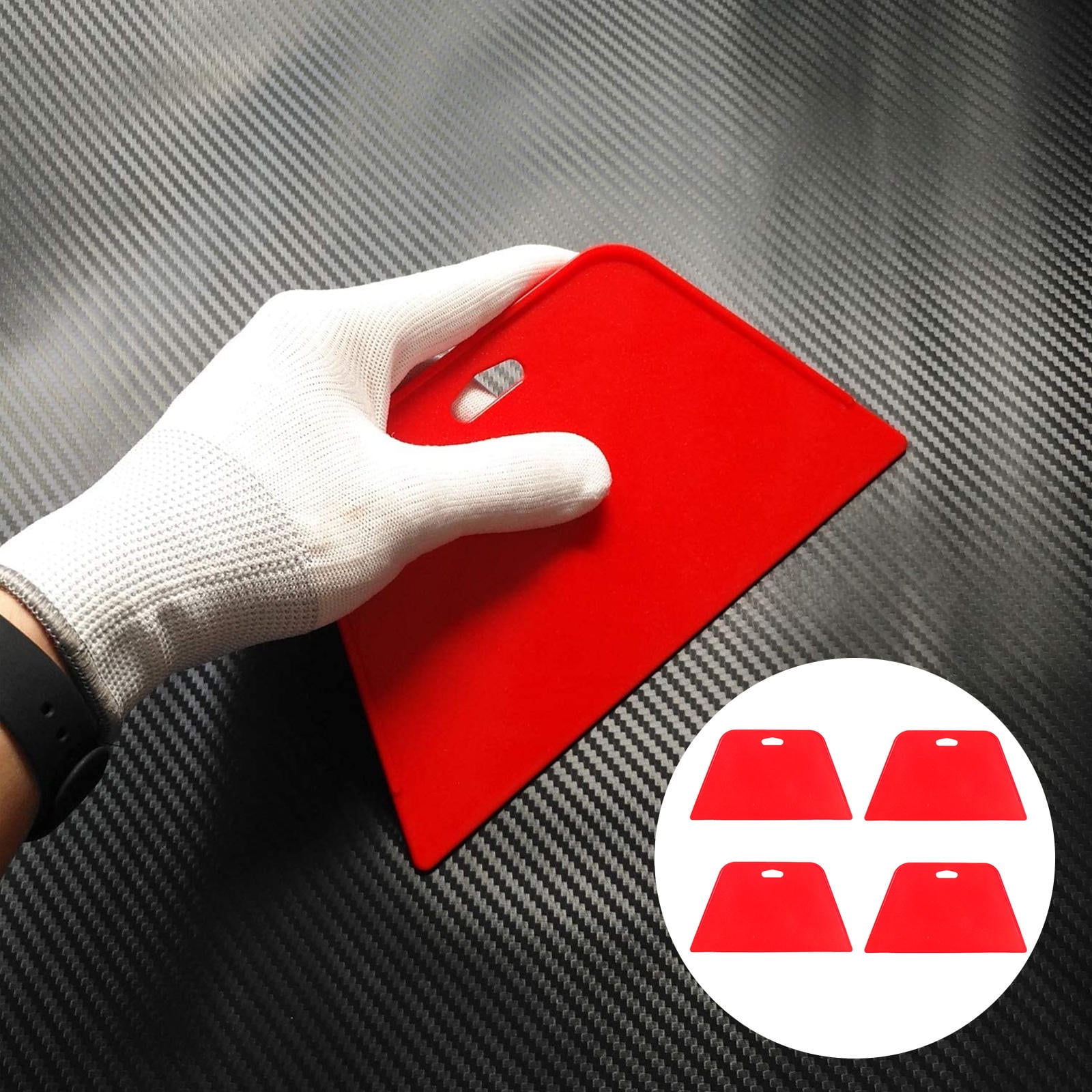 FONDOTIN 4Pcs Car Film Tool Kit Plastic Red Rectangle Bubble Removing ...