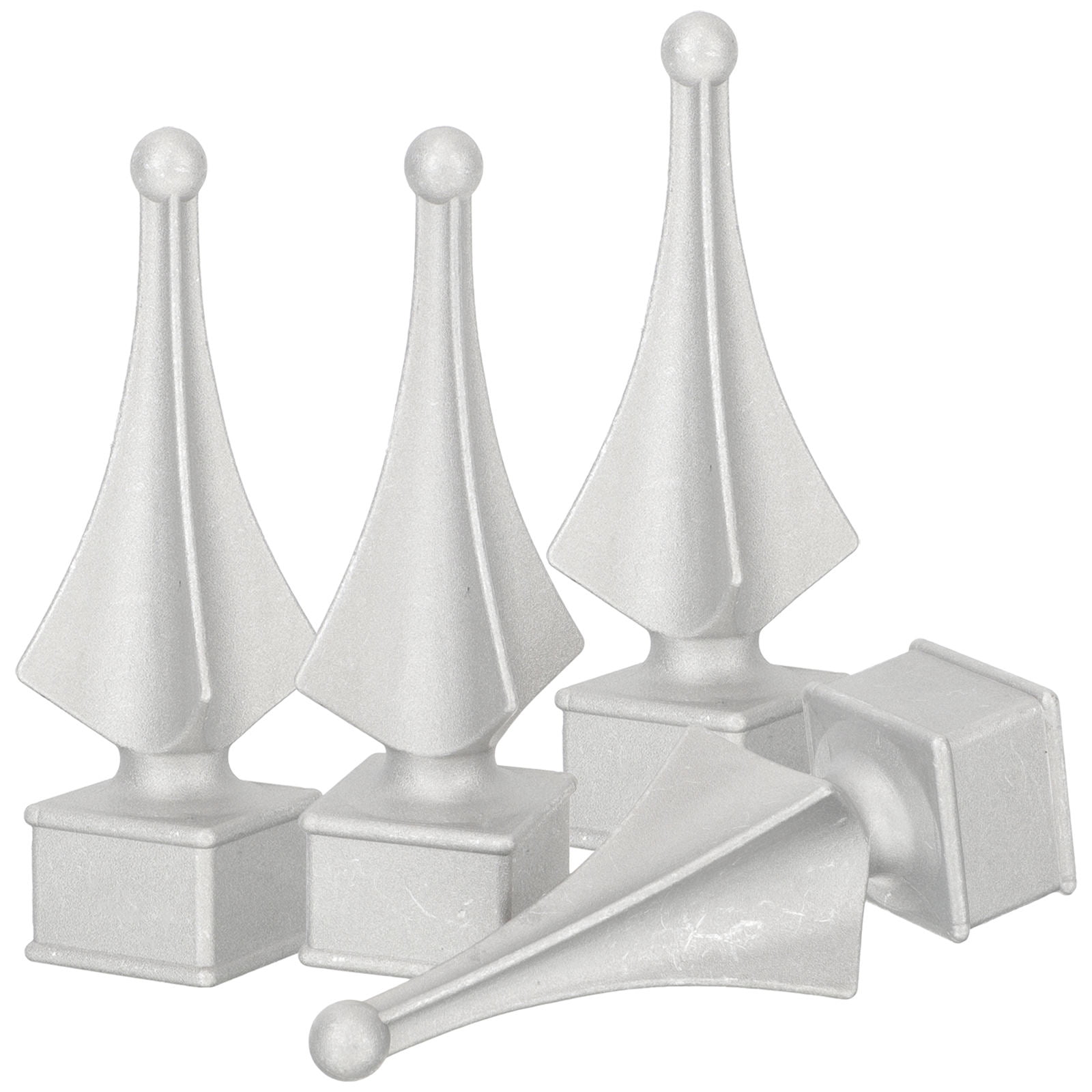 FONDOTIN 4Pcs Metal Fence Post Caps Silver Aluminum Outdoor Finials ...
