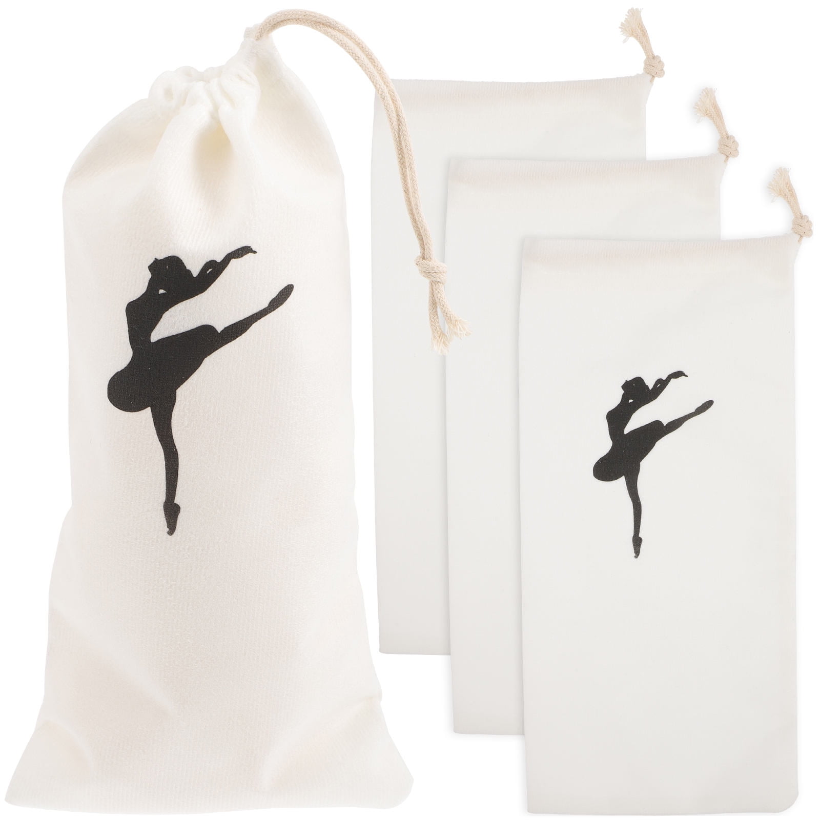 FONDOTIN 4-Pack Canvas Drawstring Ballet Pointe Shoe Bags, Dance Shoe ...