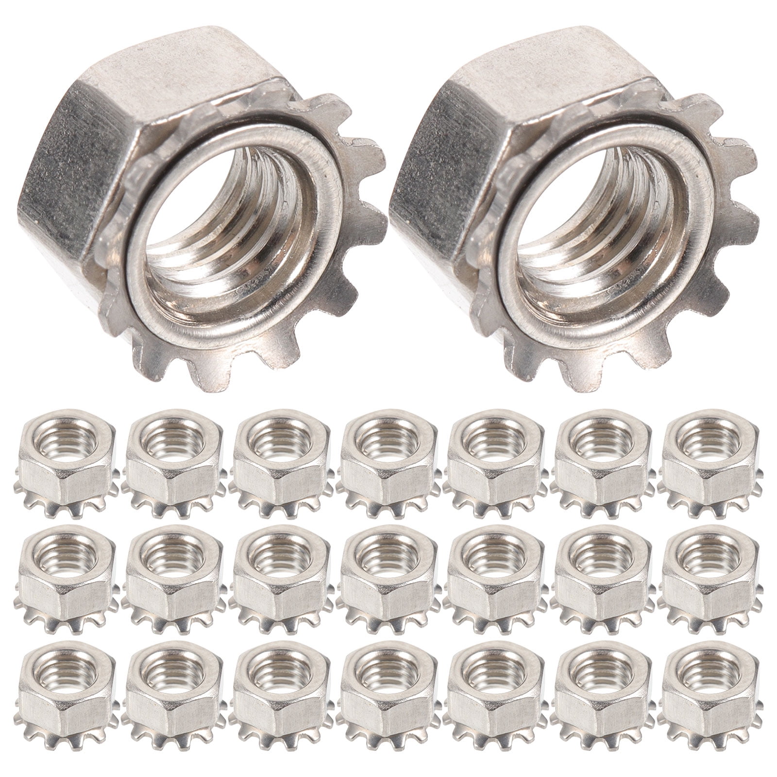 FONDOTIN 50Pack Lock Nuts Set In Stainless Steel With Hexagonal Shape ...