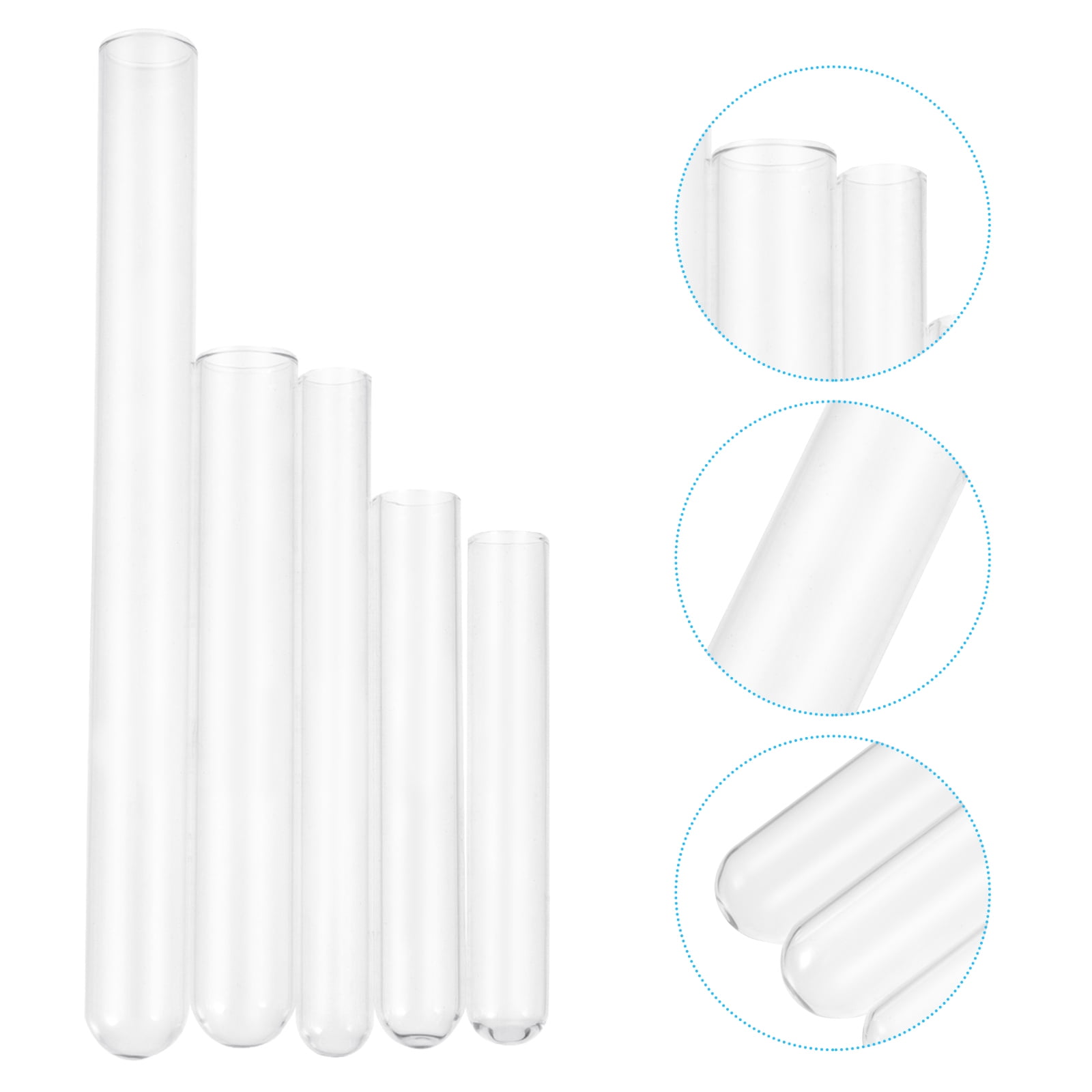 FONDOTIN 50pcs Clear Glass Test Tubes Experiment Containers For ...