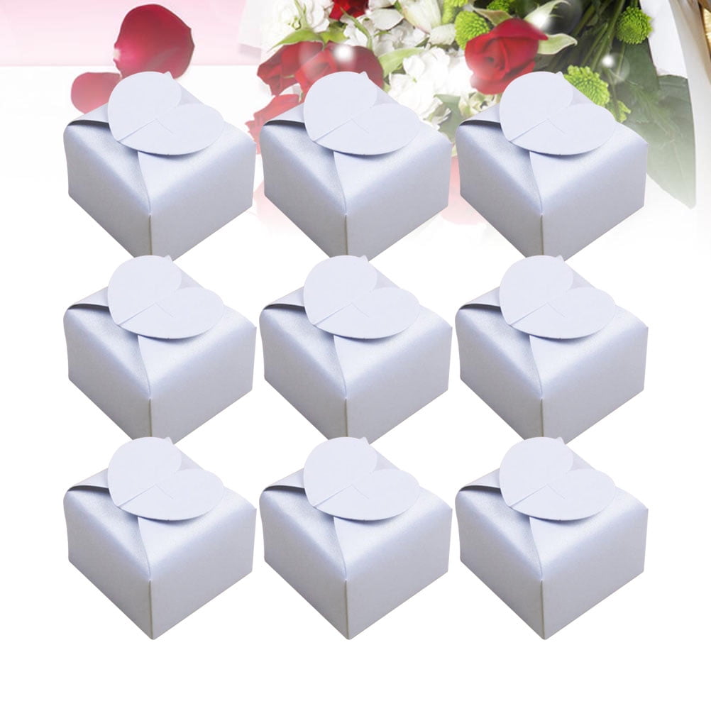 FONDOTIN 50pcs White Heart Candy Boxes Paper Gift Containers for ...