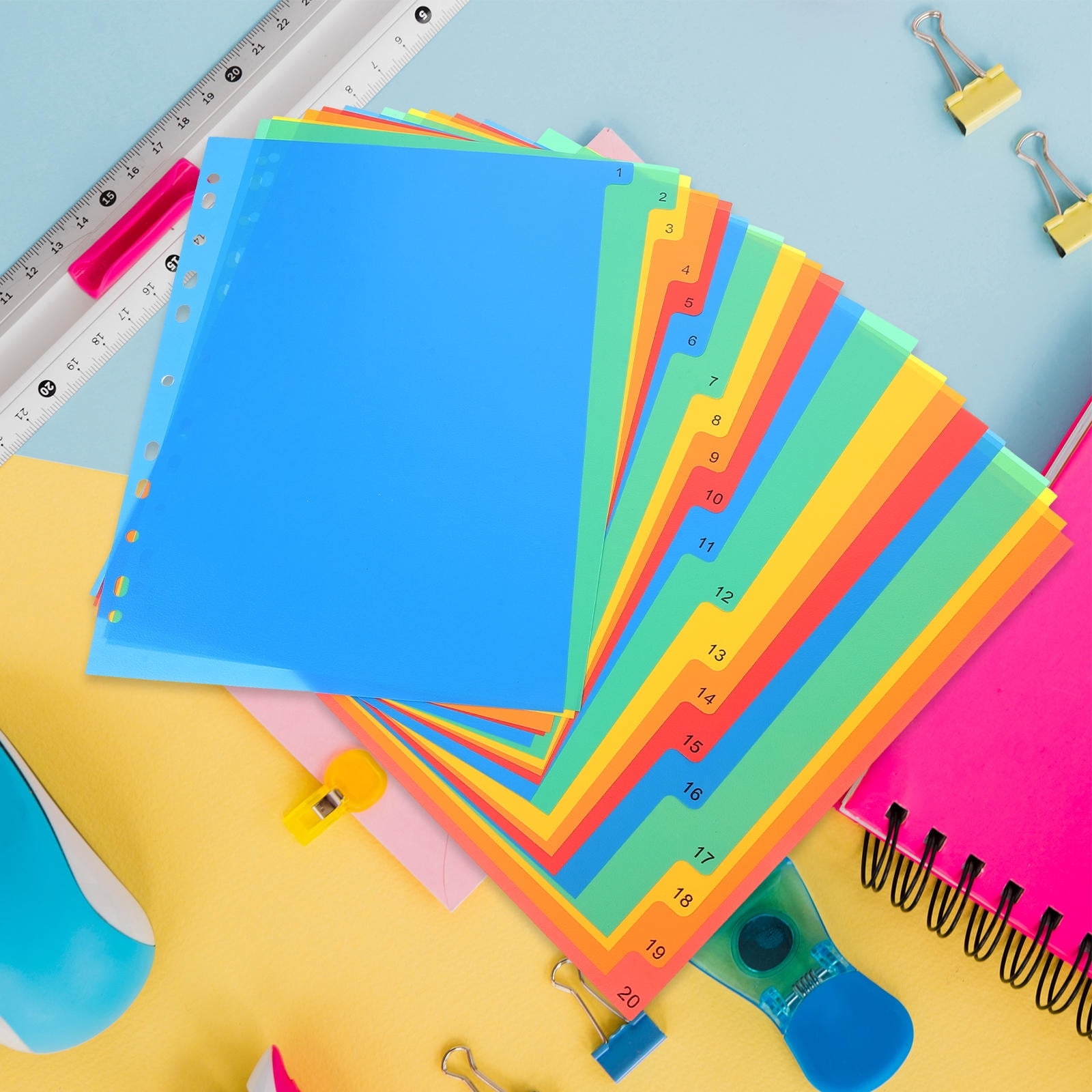 FONDOTIN 5-Pack Plastic Binder Dividers with Assorted Colors for School ...