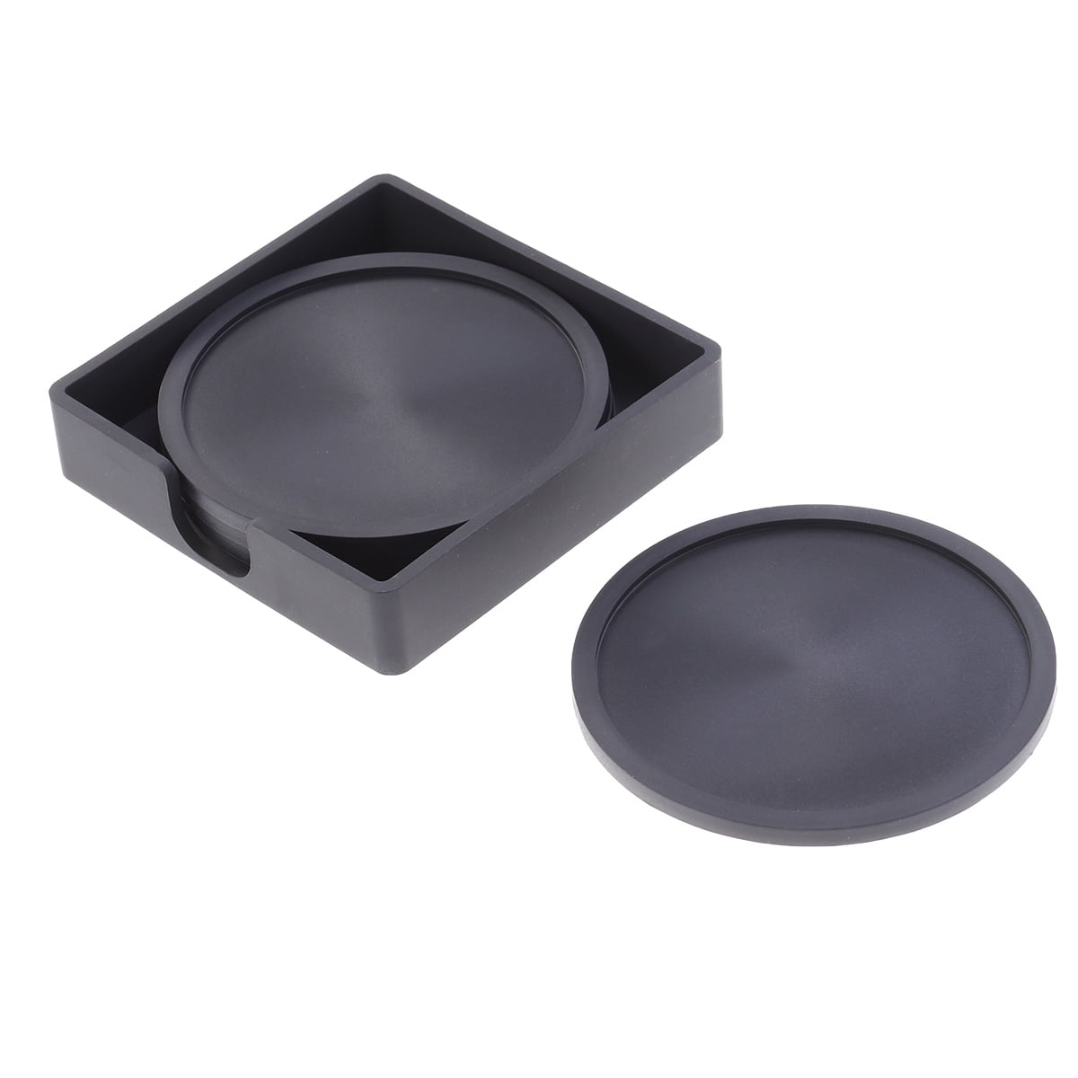 FONDOTIN 5Pcs Set Circular Black Silicone Cup Mat for Drinks Non Slip ...