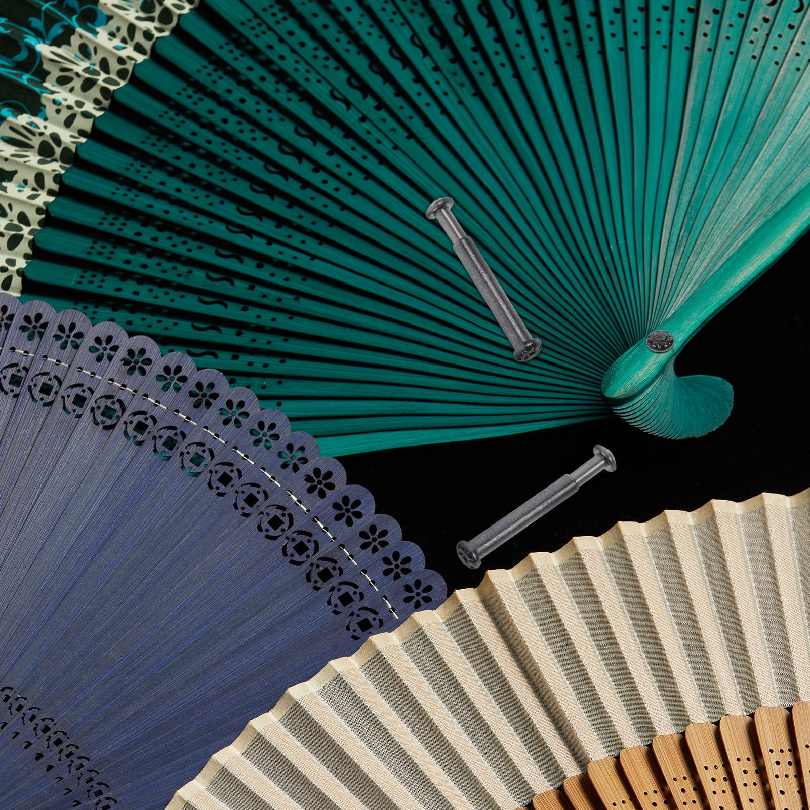 FONDOTIN DIY Handmade Hand Fan Accessories Iron 6 Set 0.83X0.11X0.11In ...