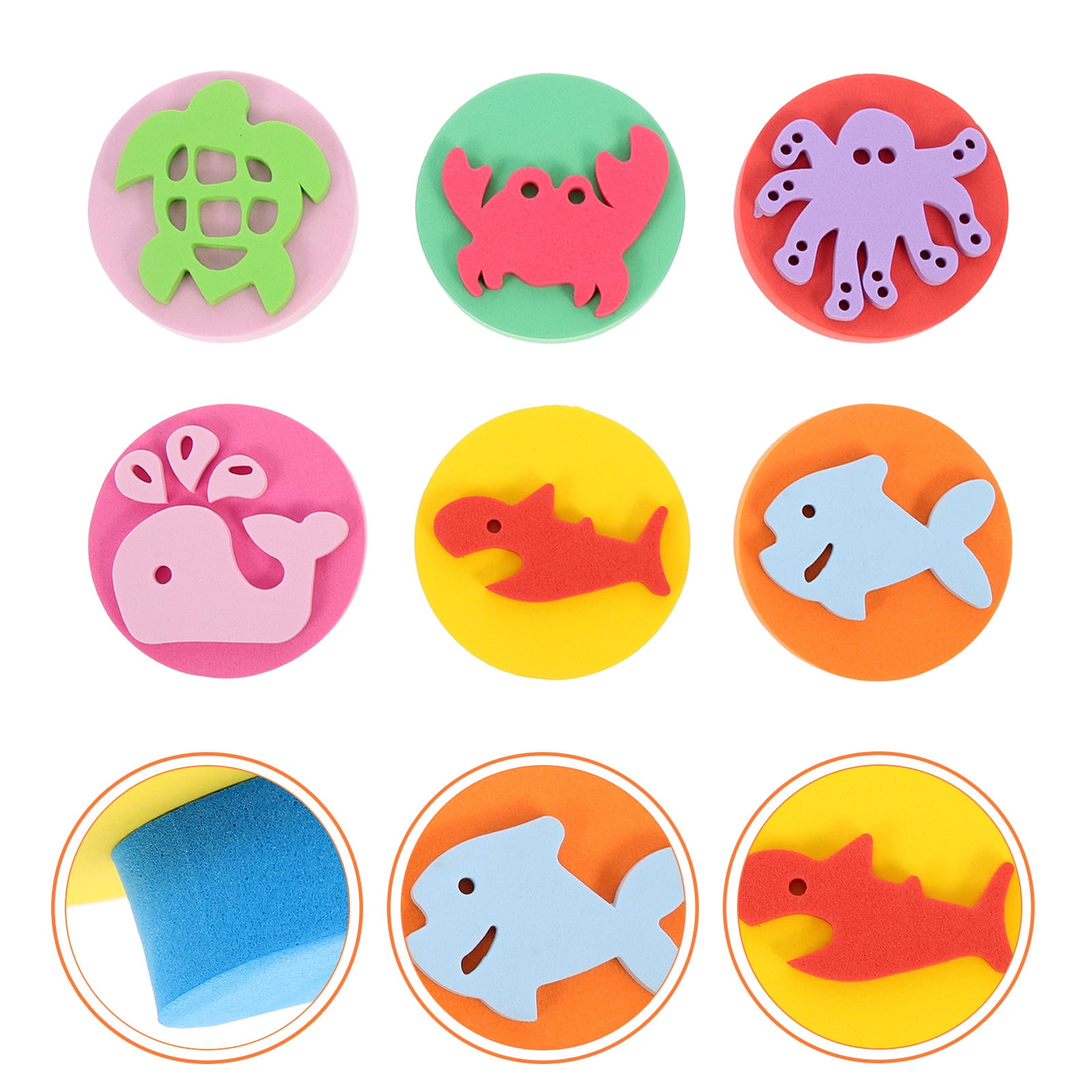 FONDOTIN 6Pcs EVA Sponge Stamps for Kids in Assorted Colors Various ...