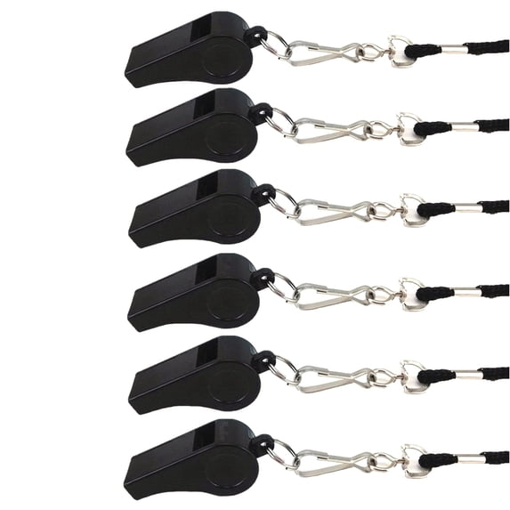 FONDOTIN 6Pcs Black Referee Whistles Made of Plastic with Loud Clear ...