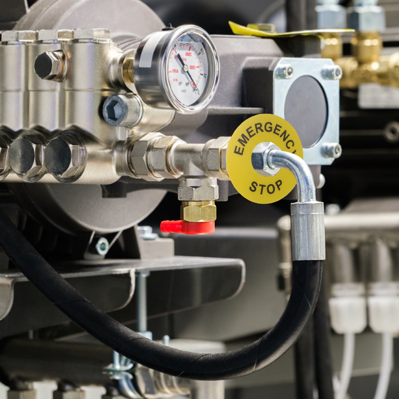 FONDOTIN 6pcs Emergency Shut Off Sign Emergency Stop Stickers Caution ...