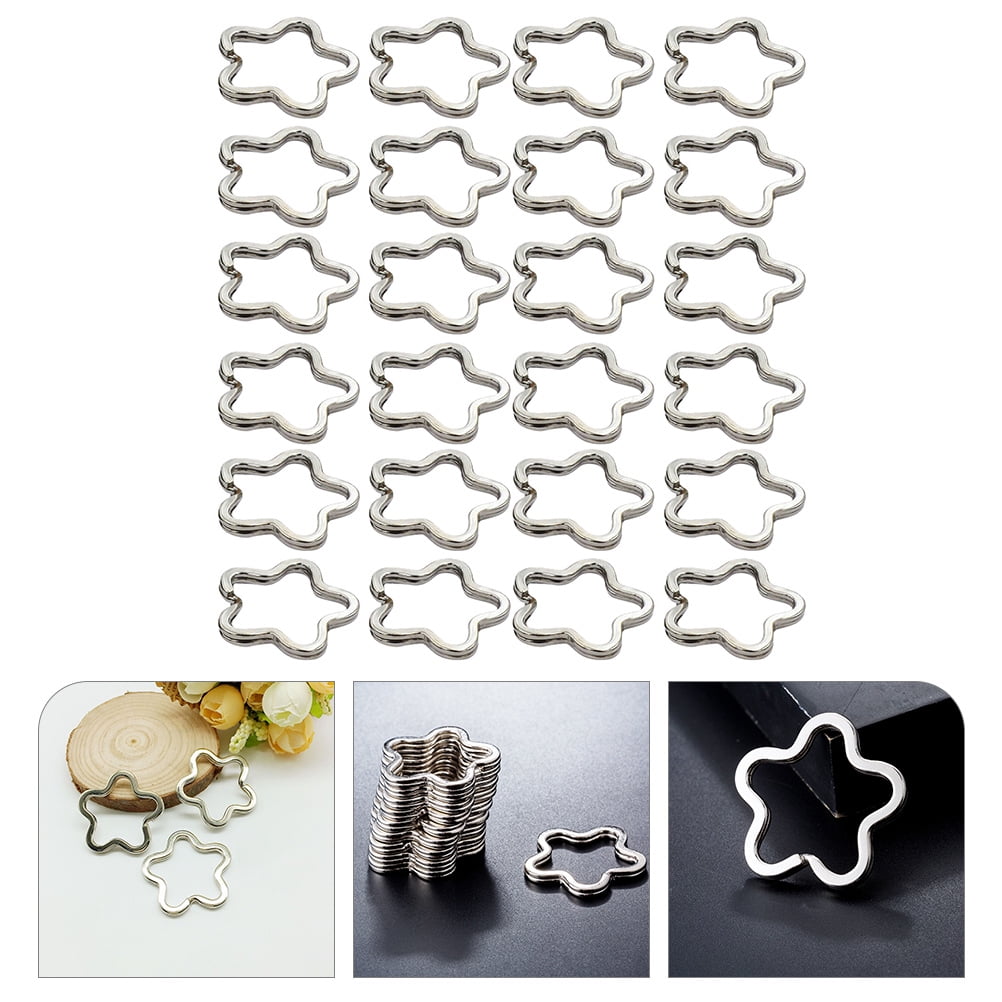 FONDOTIN 80Pcs Round Flat Key Rings for Keychains Silver DIY Jewelry ...