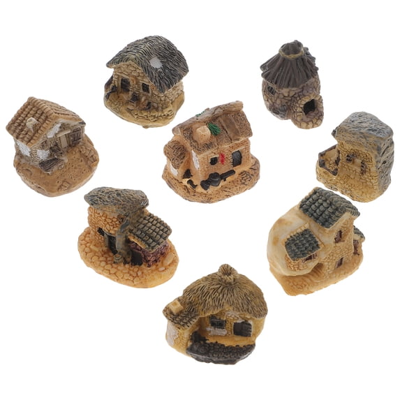 FONDOTIN Miniature Resin House Gray Resin 8Pcs 1.6*1.4*1.4In - Walmart.com