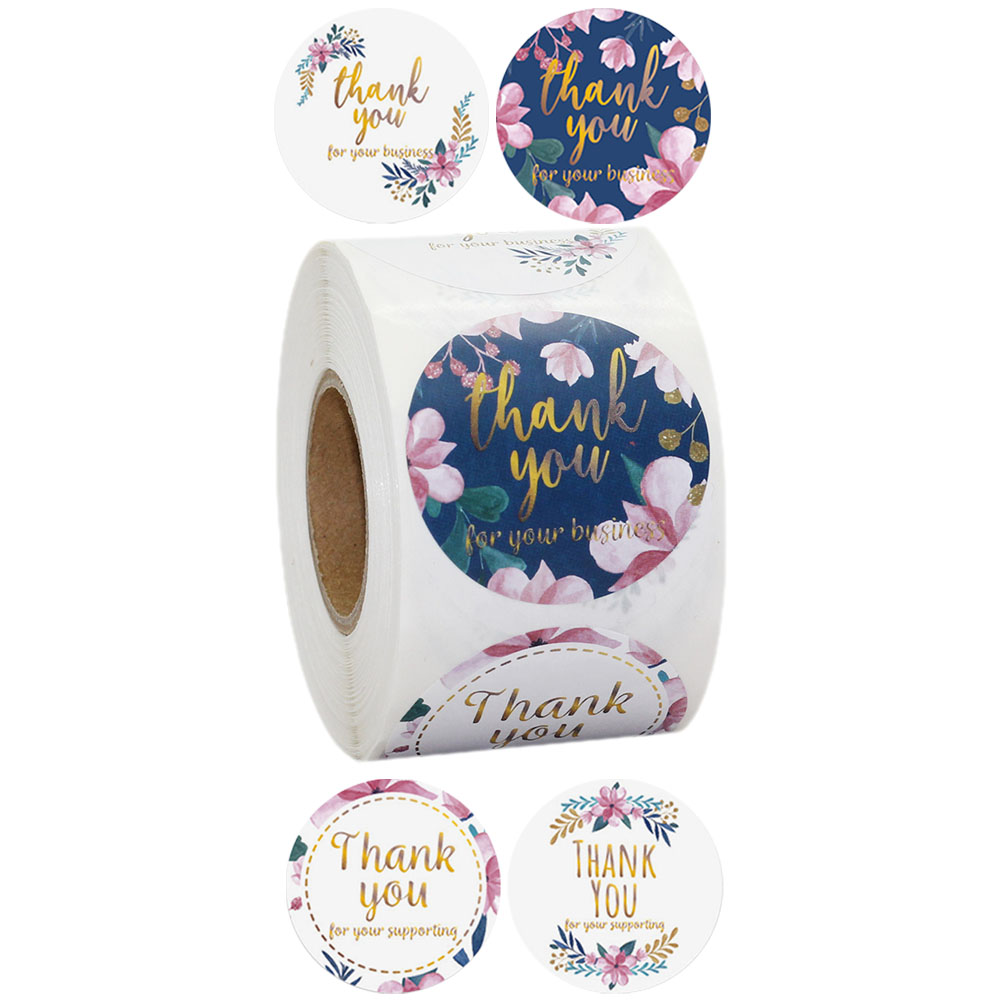 FONDOTIN Assorted Color 1 Roll Thank You Label Sticker For Decorative ...